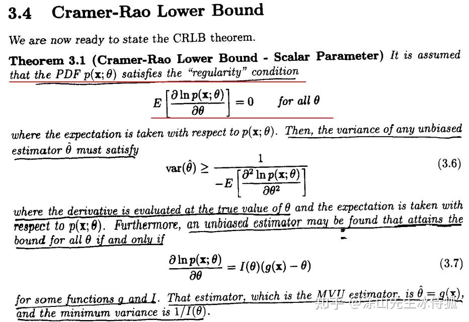 定义CRLB（Cramér-Rao下界）时，为何假设对数似然函数偏导数对观测量的期望为0？ - 知乎