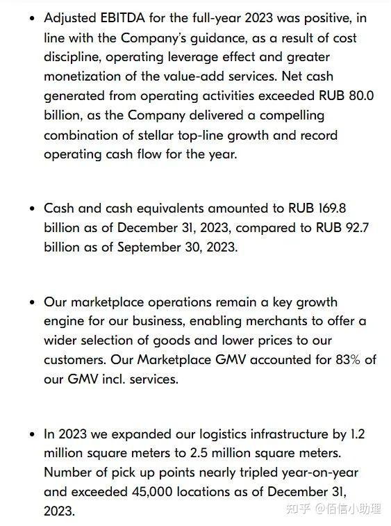 Ozon 2023全年财报：GMV同比增长约110%，超过1.7万亿卢布 - 知乎