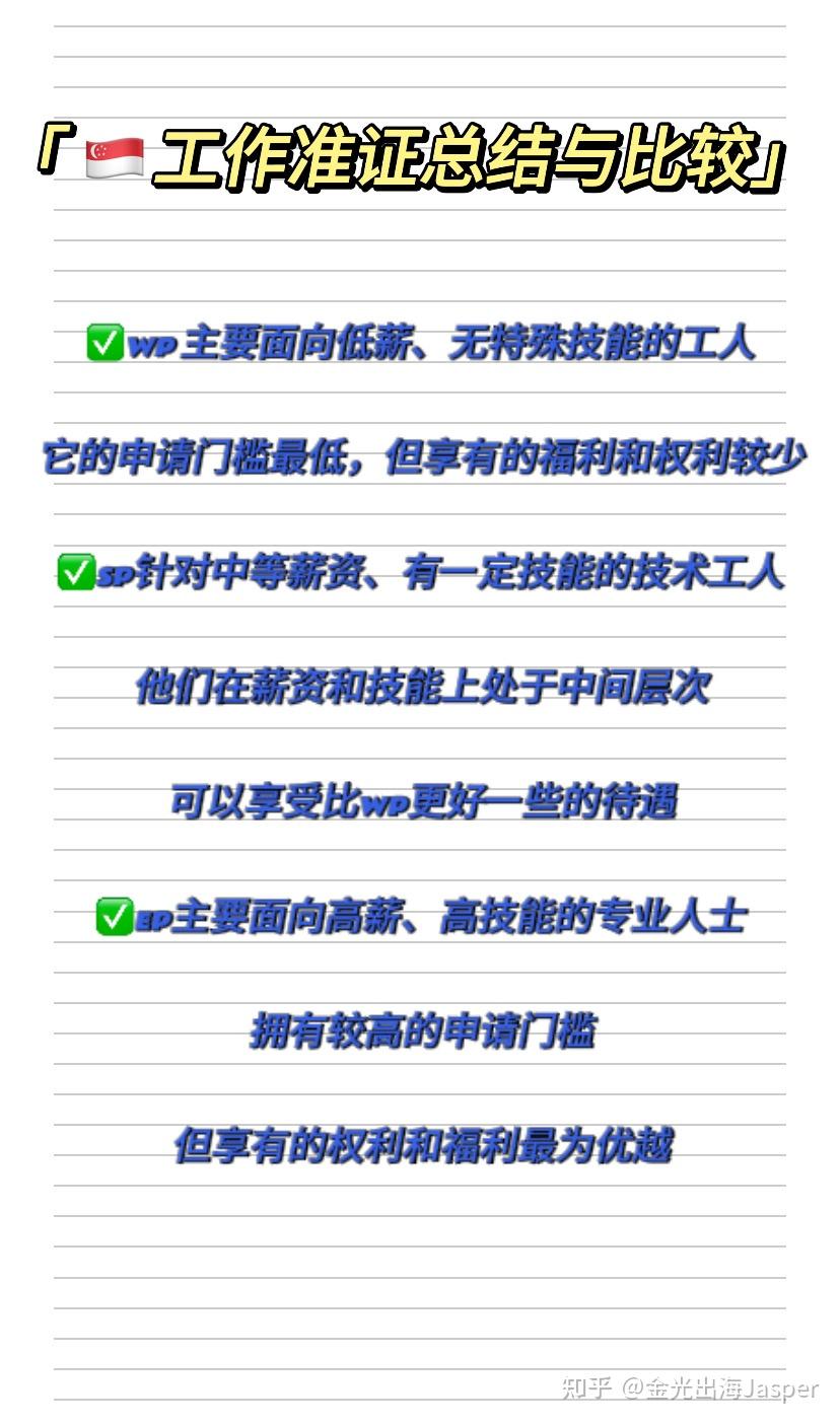 新加坡工作准证EP、SP、WP的区别 - 知乎