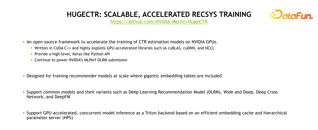 NVIDIA Merlin HugeCTR 推荐系统框架介绍 - 知乎