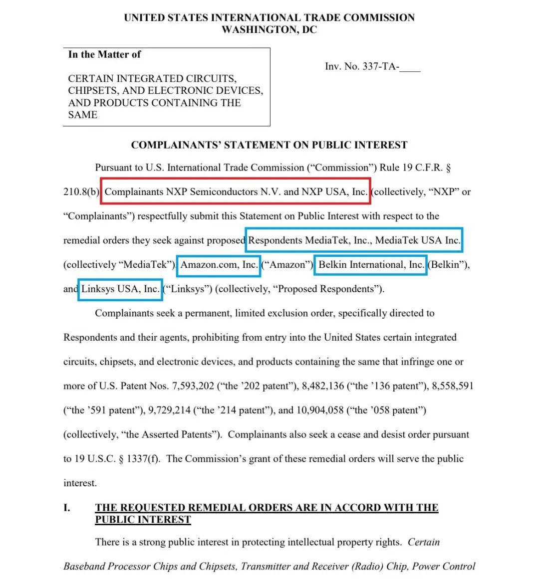 缺“芯”之际，联发科与恩智浦却“大打出手”，先后发起“ITC 337调查” - 知乎