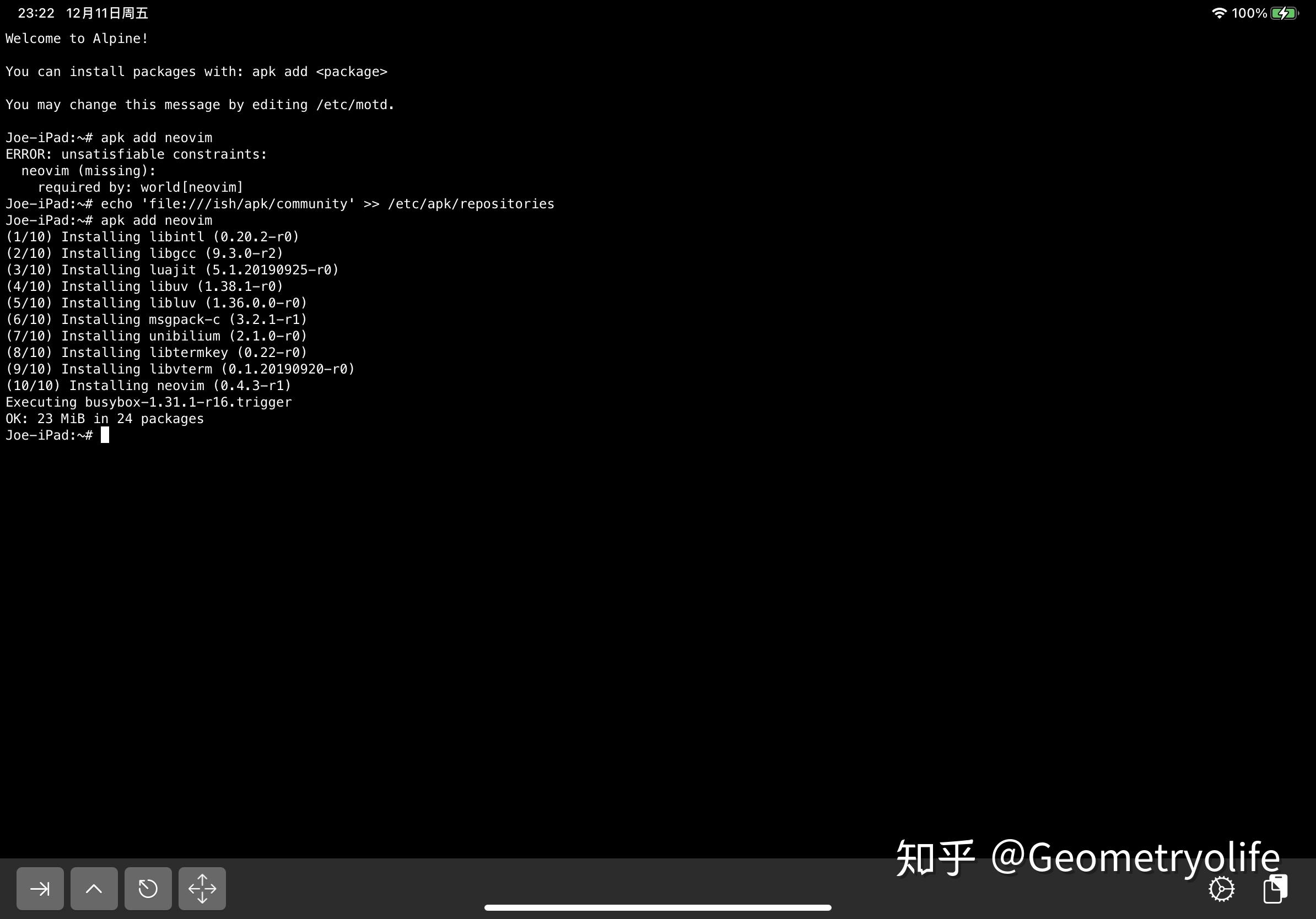 iSH，iPad/iPhone移动开发终端使用教程3（如何安装Linux，App Store版） - 知乎