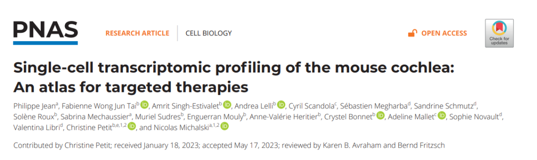 PNAS｜全面的小鼠耳蜗单细胞转录组图谱，为遗传性耳聋靶向治疗提供参考 - 知乎