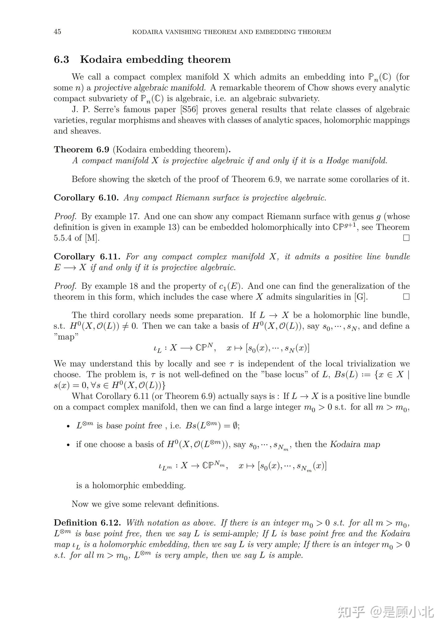 Kodaira Vanishing Theorem And Embedding Theorem （小平消灭定理和嵌入定理） - 知乎