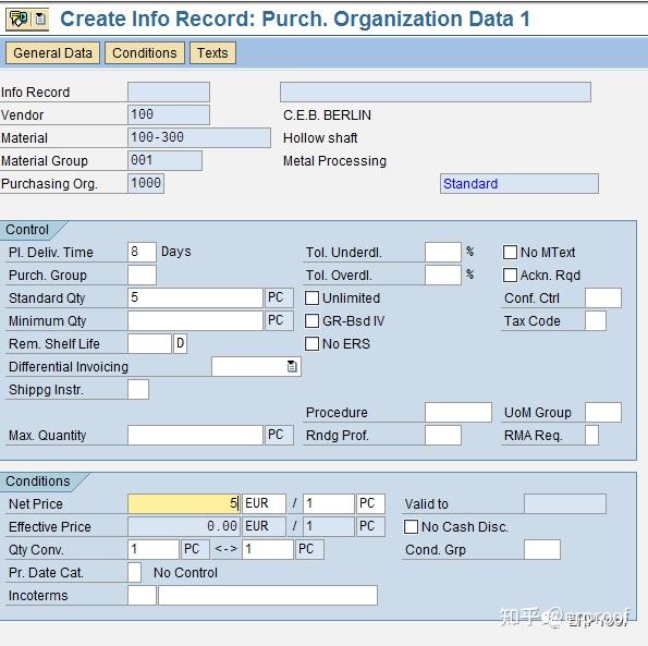 SAP MM课程 2.3 采购信息记录 - 知乎
