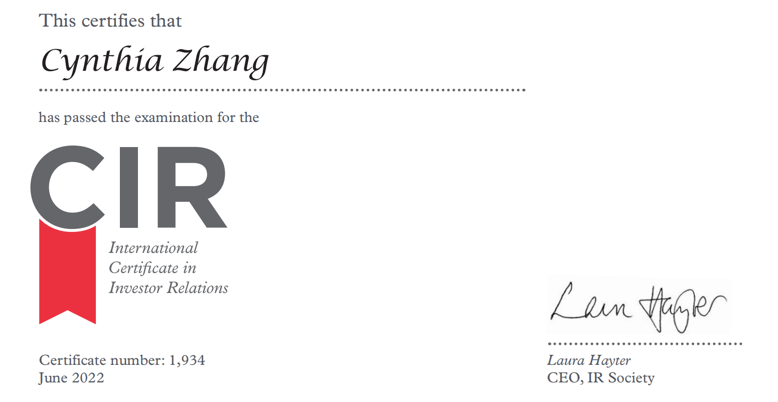 关于国际投资者关系证书ICIR的分享 - 知乎