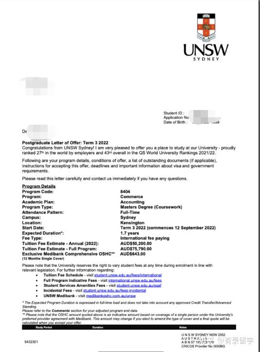 【有录网offer播报 新南威尔士大学 Commerce】加拿大本科为了高排名，拿到了UNSW的Offer - 知乎