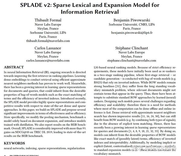 [SIGIR '21-22| NAVER] SPLADE v1, v2 and beyond - 知乎