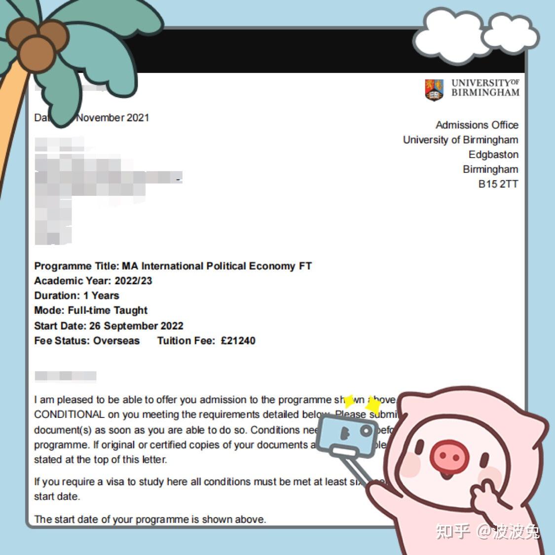 22fall英国伯明翰大学offer - 知乎