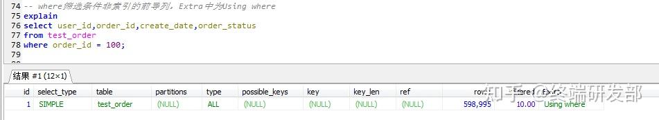 Mysql执行计划extra中的using Index 和 Using Where Using Index 的区别 知乎
