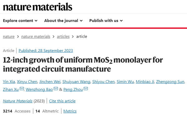 MoS2，最新Nature Materials！ - 知乎