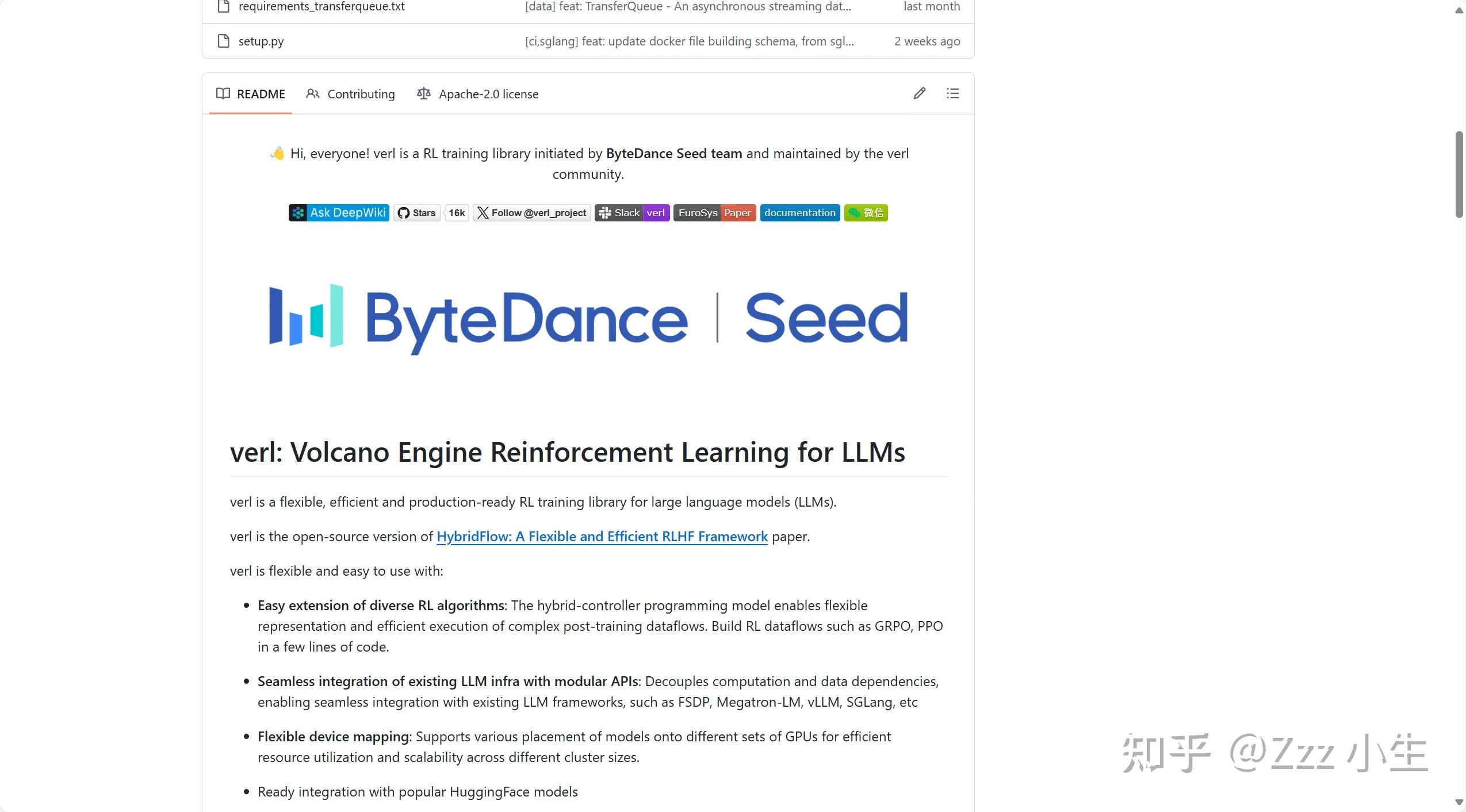 Github-verl：字节跳动Seed团队开源的高效大语言模型强化学习训练框架 - 知乎