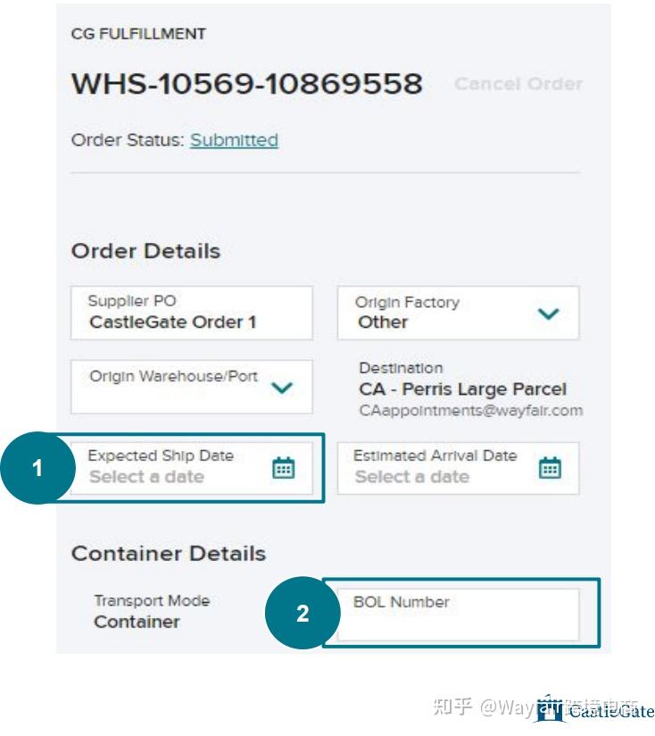 Wayfair CastleGate 管理入仓订单 - 知乎
