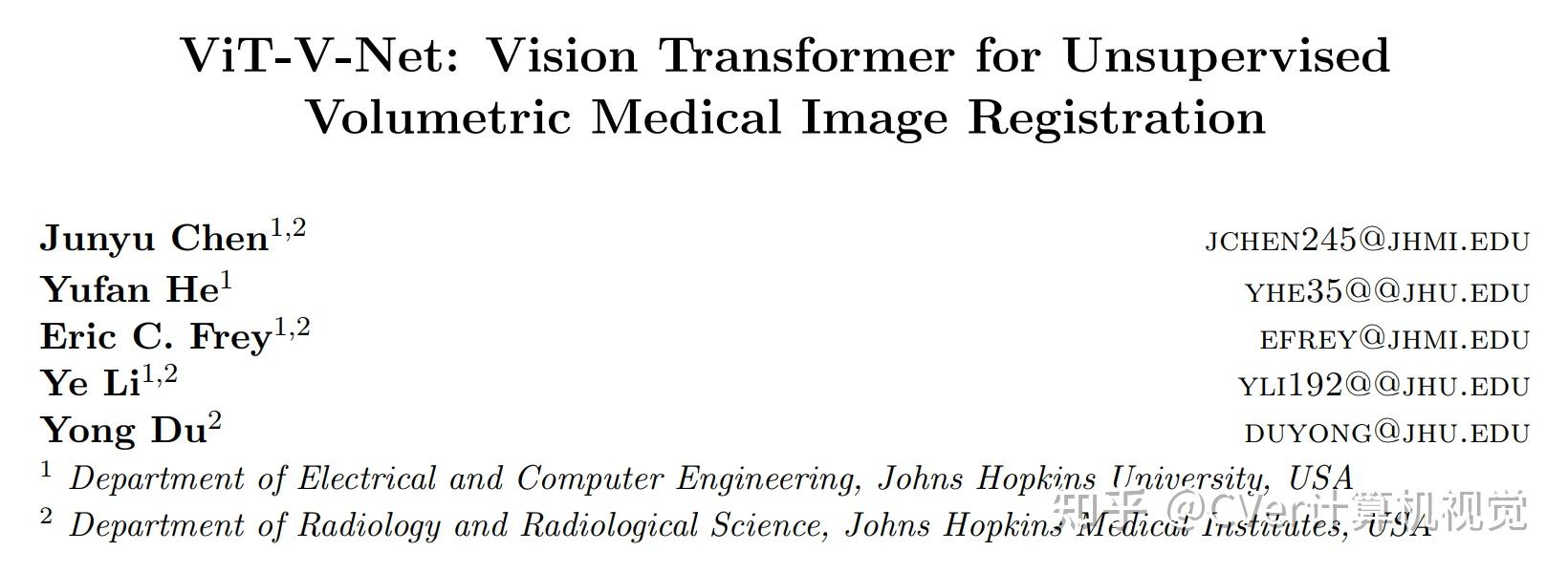 ViT-V-Net：无监督Volumetric医学图像配准的视觉Transformer - 知乎