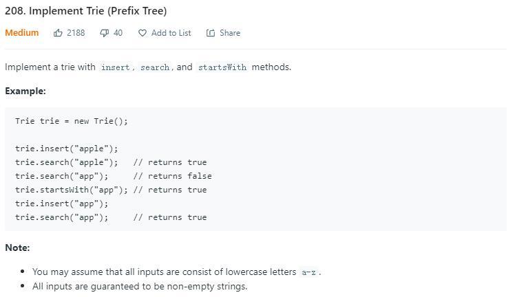 208. Implement Trie (Prefix Tree) - 知乎
