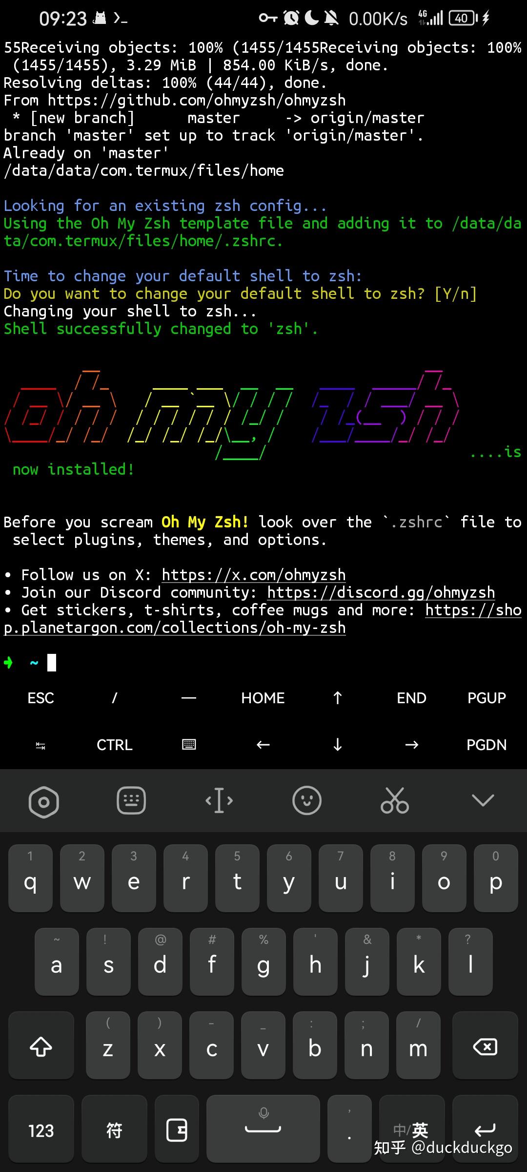 [ Termux | Zsh | Oh My Zsh | 字体配置 ] Termux 安装配置 Oh My Zsh 并设置 Powerlevel10k 主题，以及配置字体解决乱码问题 - 知乎