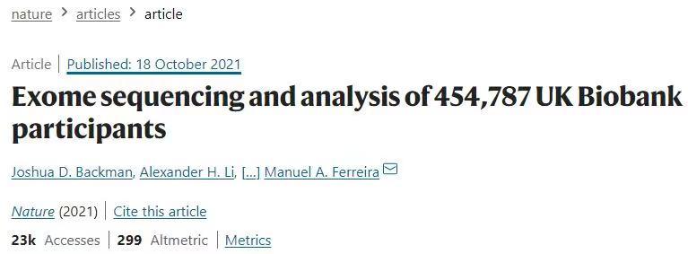 Nature发表英国UK Biobank 45万人大规模外显子组测序项目成果 - 知乎