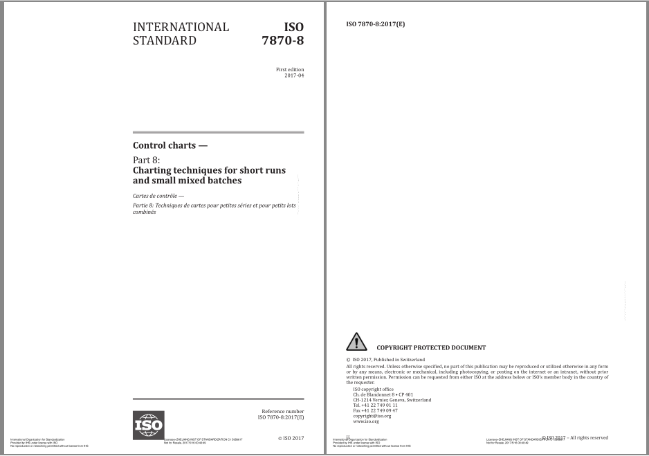 ISO 7870-8-2017（原版PDF）+Chinese（ISO中文版翻译）中文名称：控制图--第8部分：短时间运行和小批量混合制图技术 - 知乎