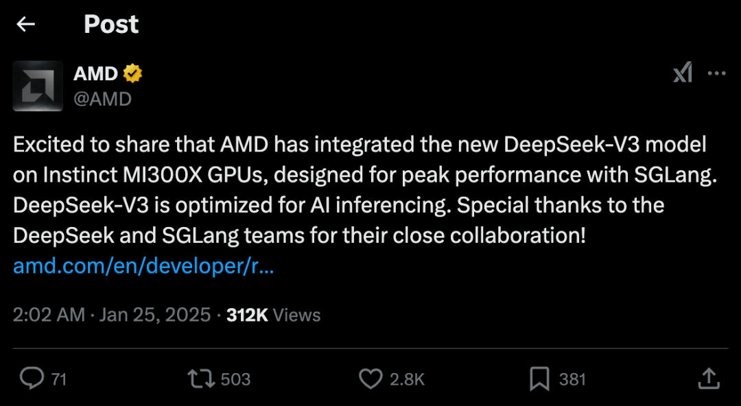 AMD宣布集成DeepSeek-V3到MI300X GPU，AI芯片主战场转向推理，它能否与英伟达抗衡？ - 知乎