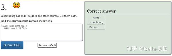 sqlzoo练习2（含答案）：SELECT names (like) - 知乎