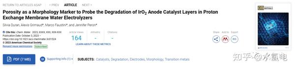 ACS CM：探测PEMWE中IrO2阳极催化剂层的降解 - 知乎