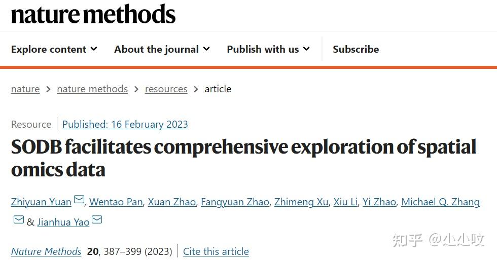 Nature Methods | 空间组学数据库推荐：SODB - 知乎