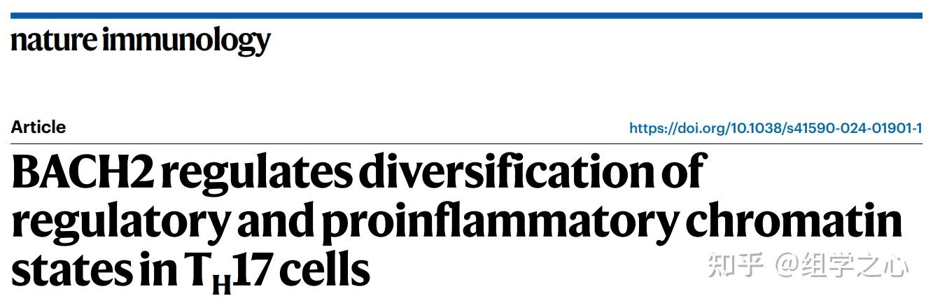 nature immunology | BACH2调控“调节性”和“促炎性”TH17细胞的染色质多样化状态 - 知乎
