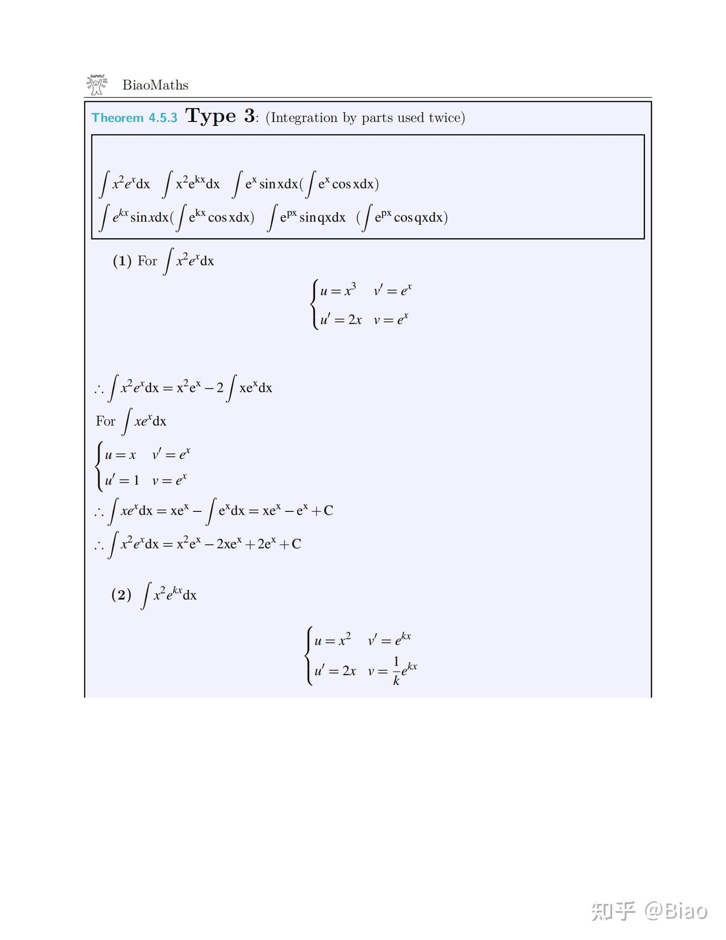Edexcel P4 Integration by parts 积分方法与典型例题 - 知乎