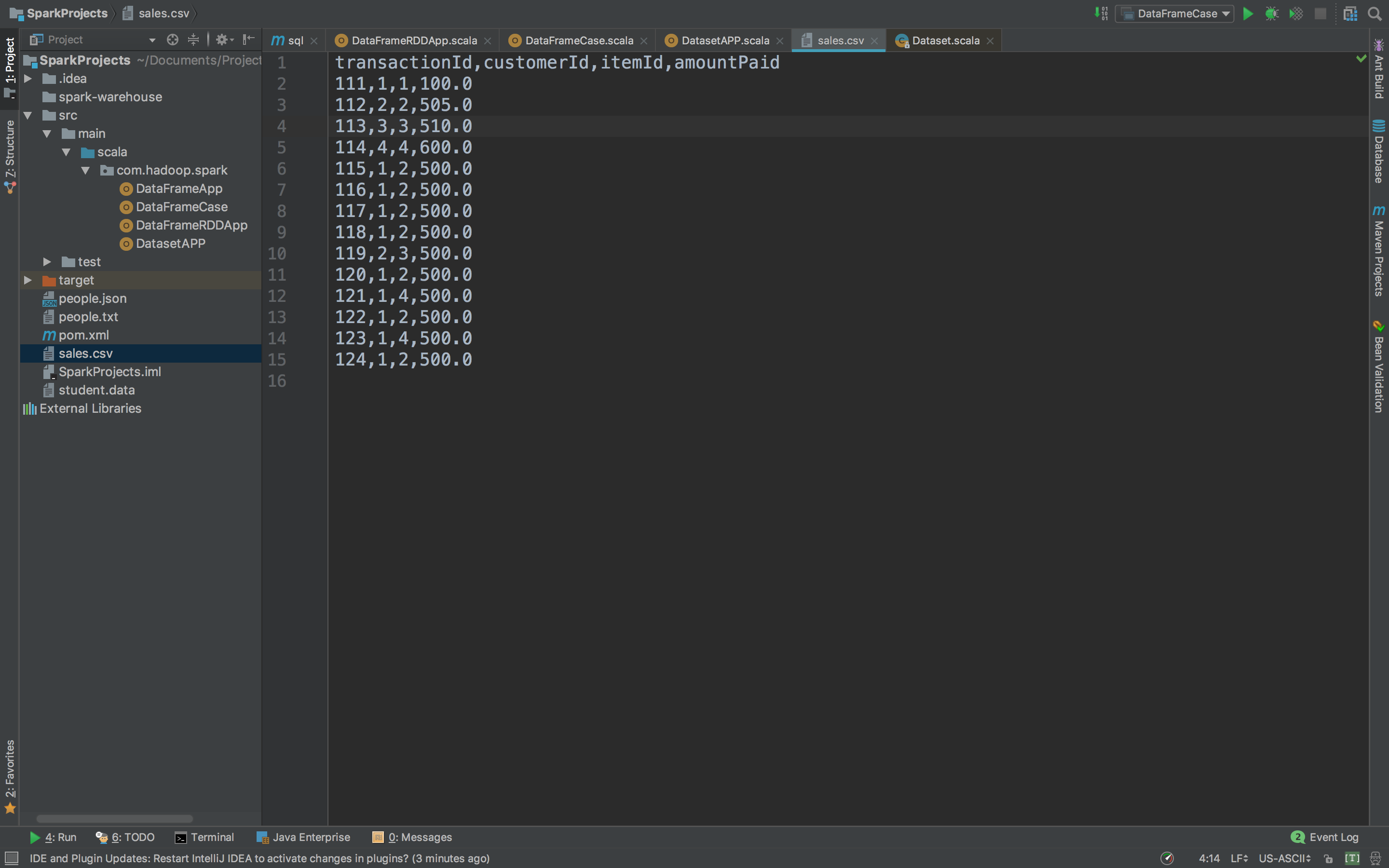 Spark DataFrame Dataset 