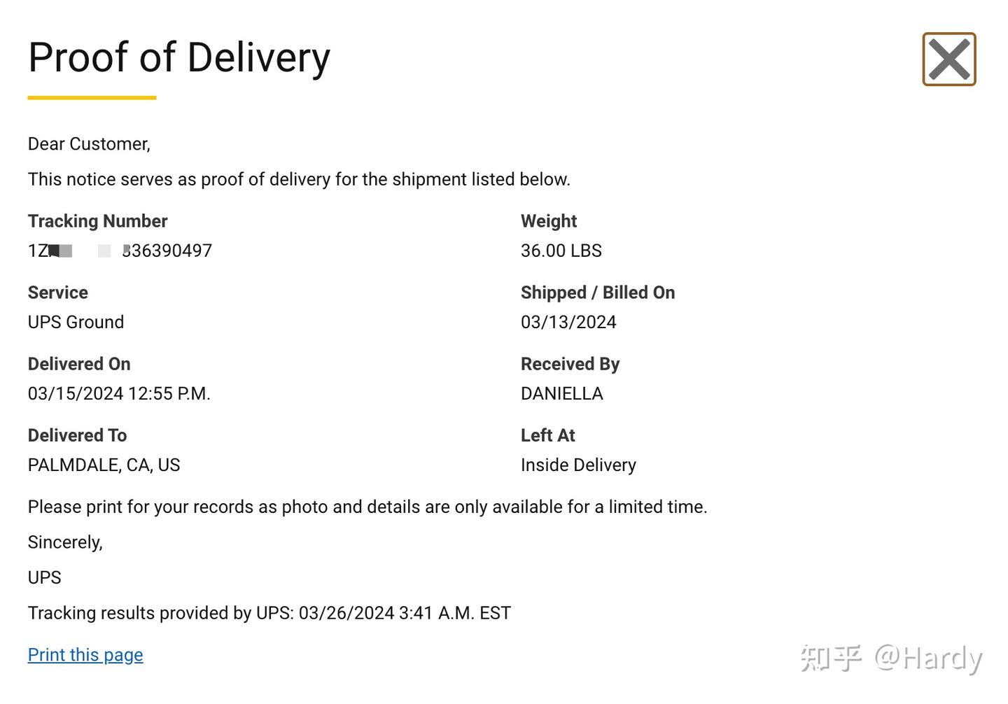 美国Fedex UPS 怎么在官网下载签收证明 POD - 知乎