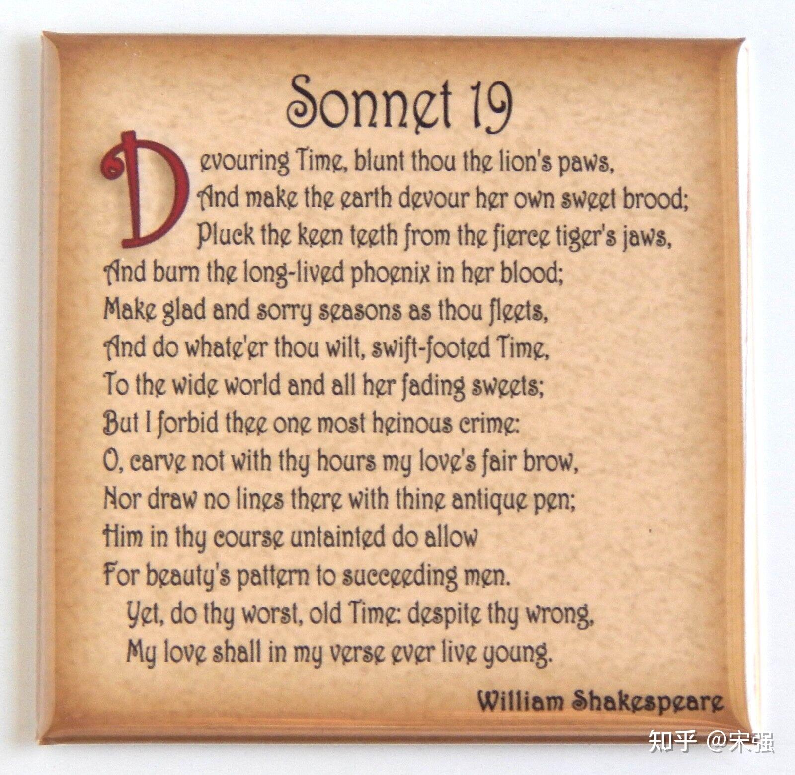 William Shakespeare(威廉·莎士比亚)《Sonnet 19》《十四行诗19》解析 - 知乎