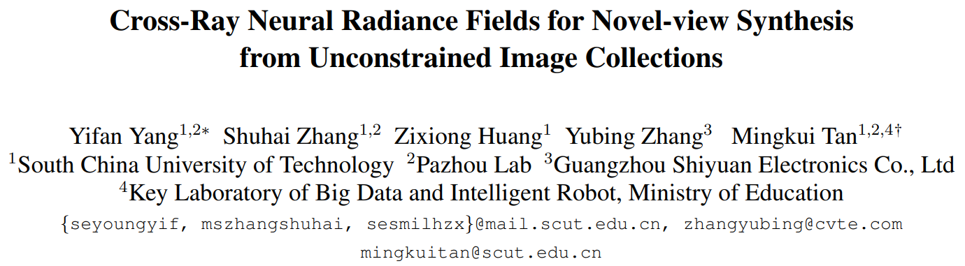 ICCV 2023 Oral | 从无约束图像集合中生成新视角的交叉光线神经辐射场 - 知乎