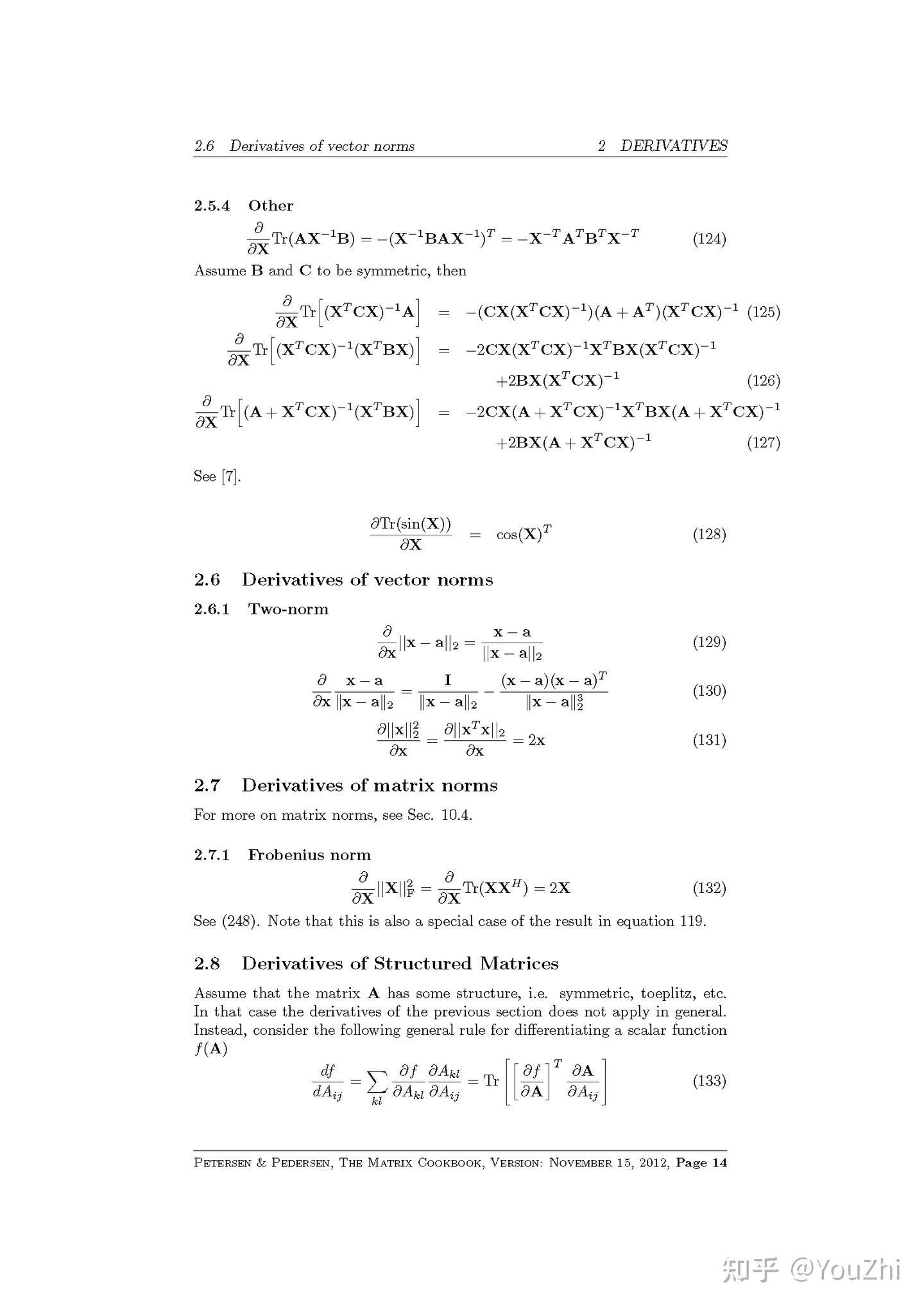 矩阵微积分公式查表(The Matrix Cookbook) - 知乎