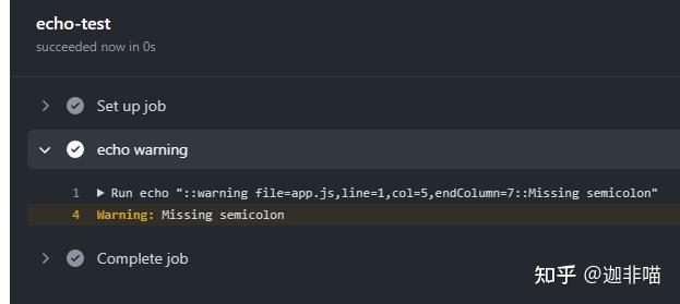 Github actions+echo+::warning简单测试 - 知乎