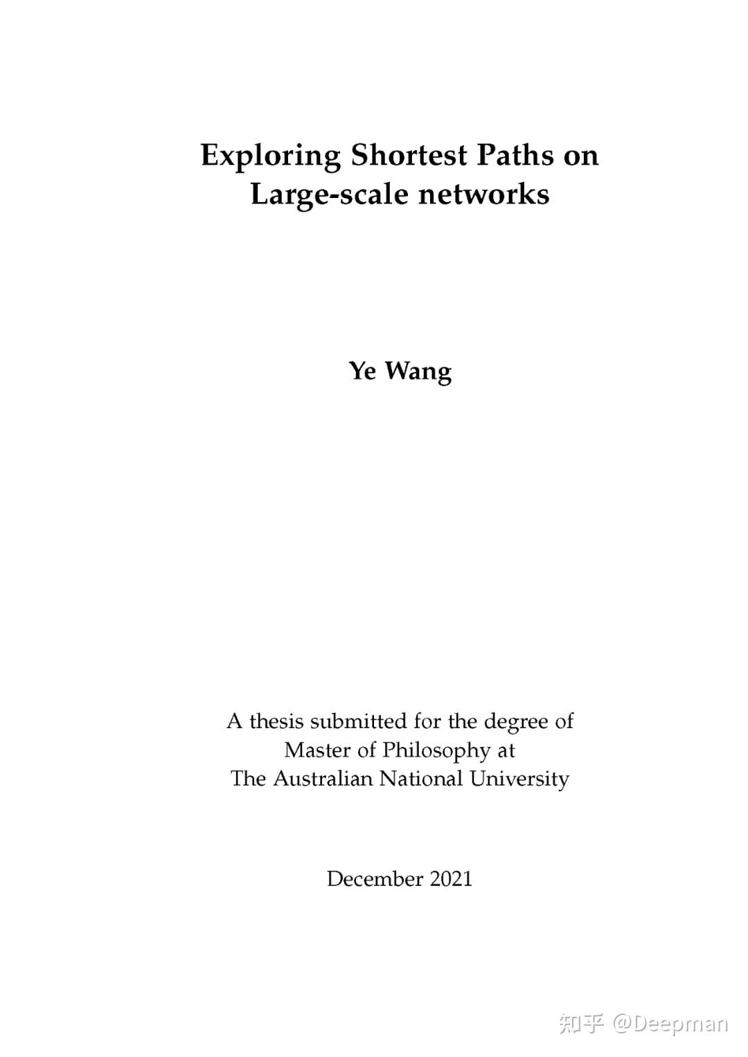 论文 | 2021年澳大利亚国立大学硕士论文《探索大规模网络上的最短路径》 - 知乎