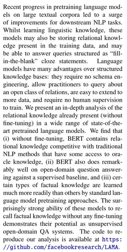 论文阅读之Language Models as Knowledge Bases（2019） - 知乎