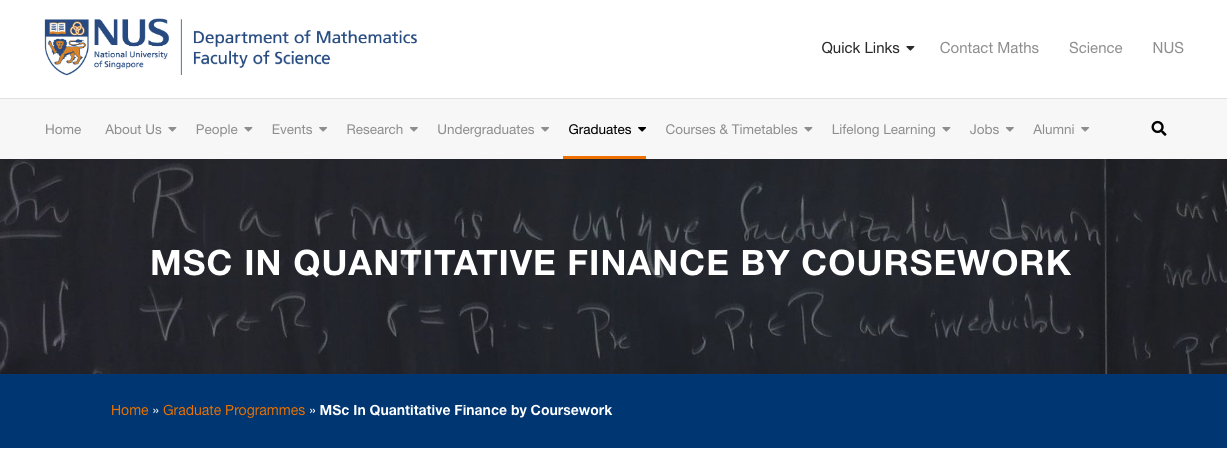 美新研究生项目 | 新加坡国立大学 - 量化金融硕士 NUS - Master of Science in Quantitative ...