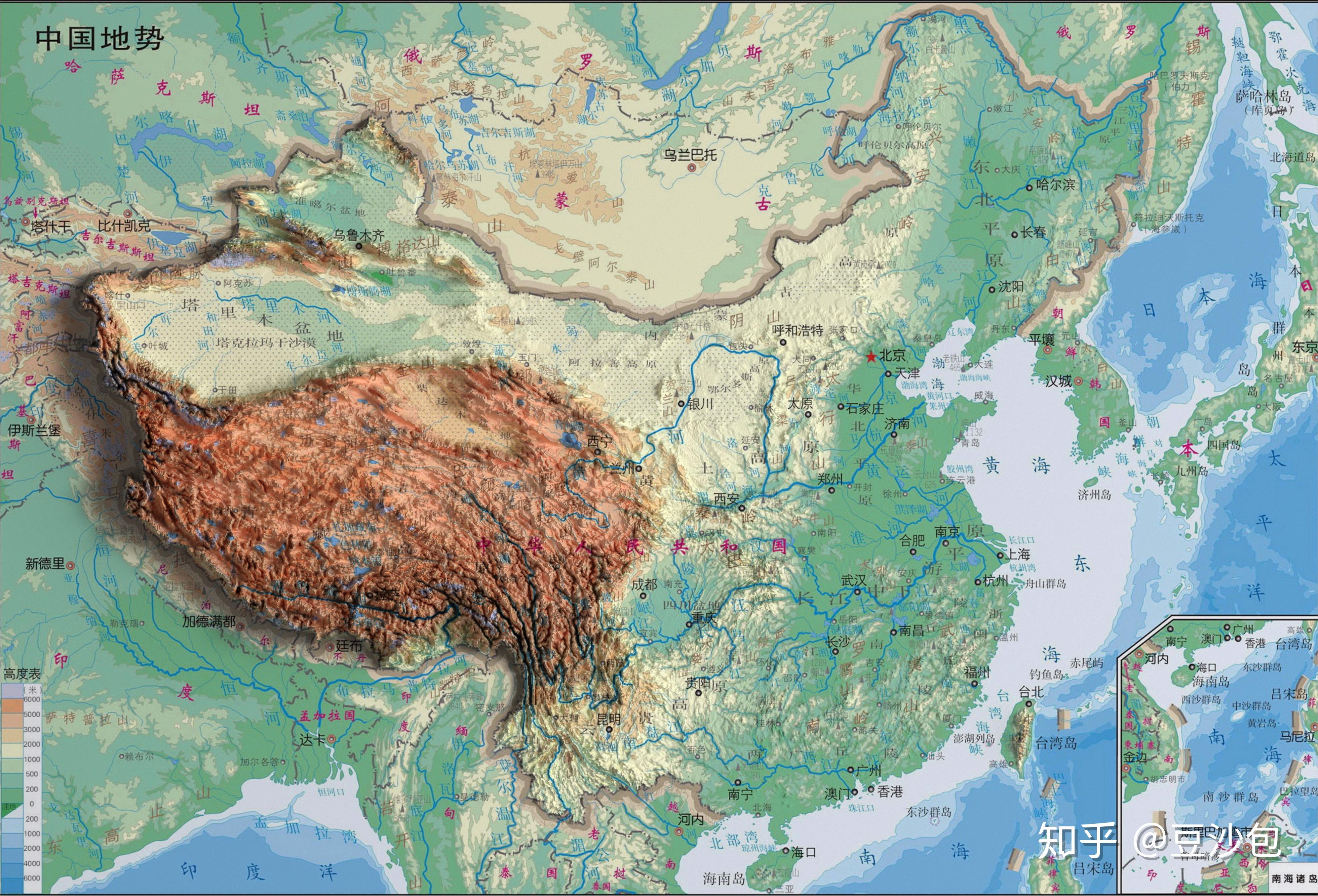 制作了一些带高程数据的中国地形图。 - 知乎