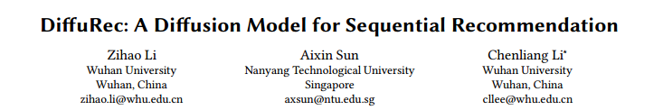 武汉大学和南洋理工大学提出 DiffuRec: 如何使用扩散模型进行序列推荐 - 知乎