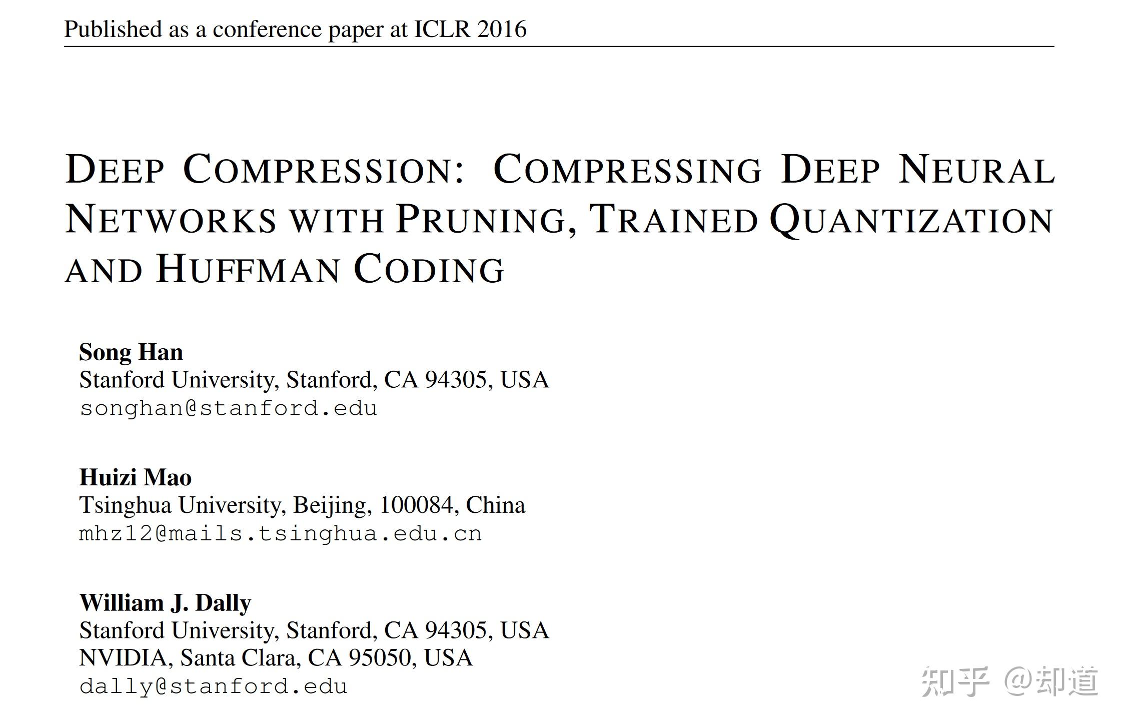 【论文速览】DEEP COMPRESSION(From 韩松老师) - 知乎