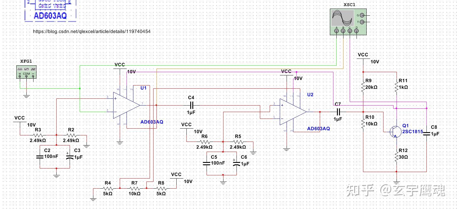 multisim自动增益放大器1，AD603 - 知乎