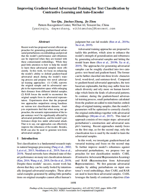 Improving Gradient-base Adversarial Training for Text Classification by Contrastive Learning …… - 知乎