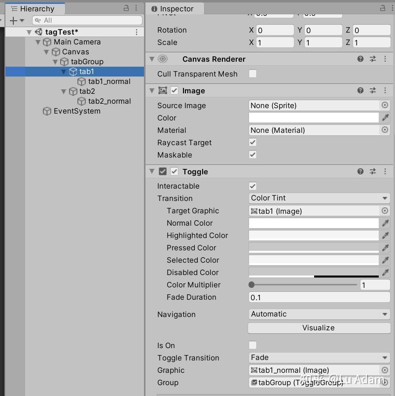 Unity使用toggle快速制作选项卡面板,tabbar, tab view - 知乎