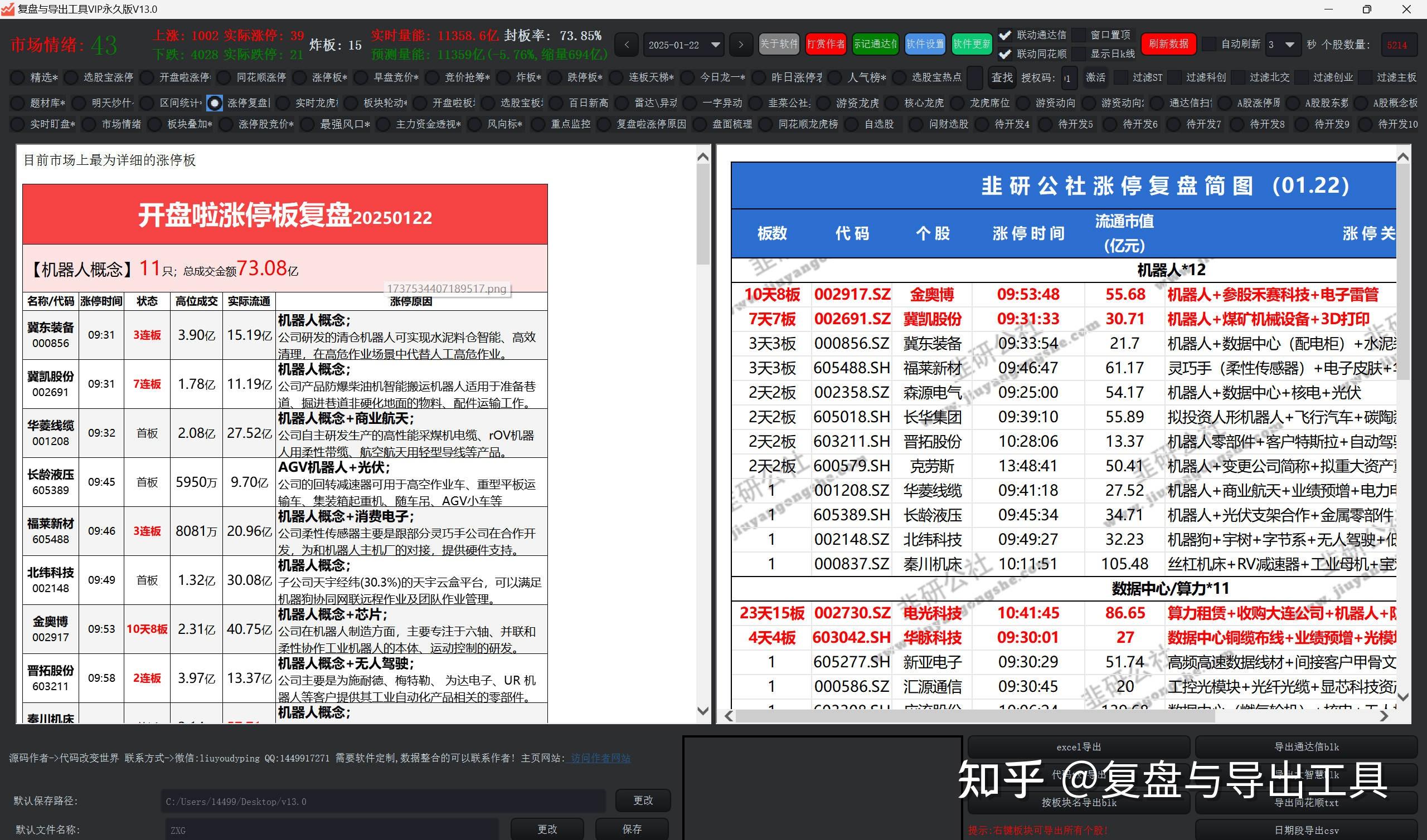 龙头复盘神器2025版本，精选板块导出工具，复盘与导出工具V13.0 - 知乎