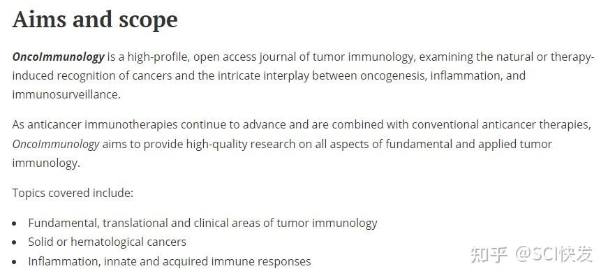 sci快发 | OncoImmunology：JCR1区，国人发文量第二，纯OA期刊 - 知乎