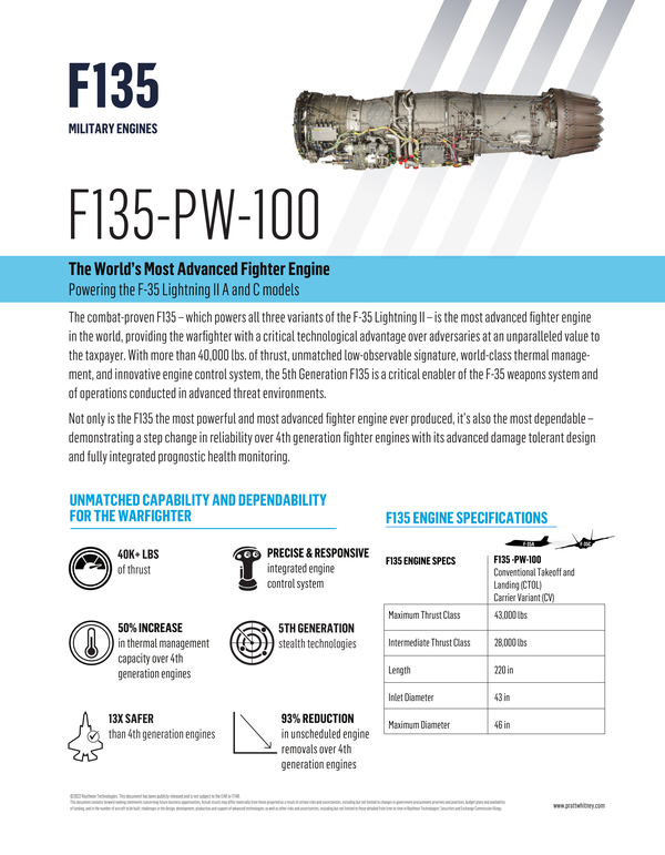 F135 Engine（F-35 Lightning II fighter aircraft） - 知乎