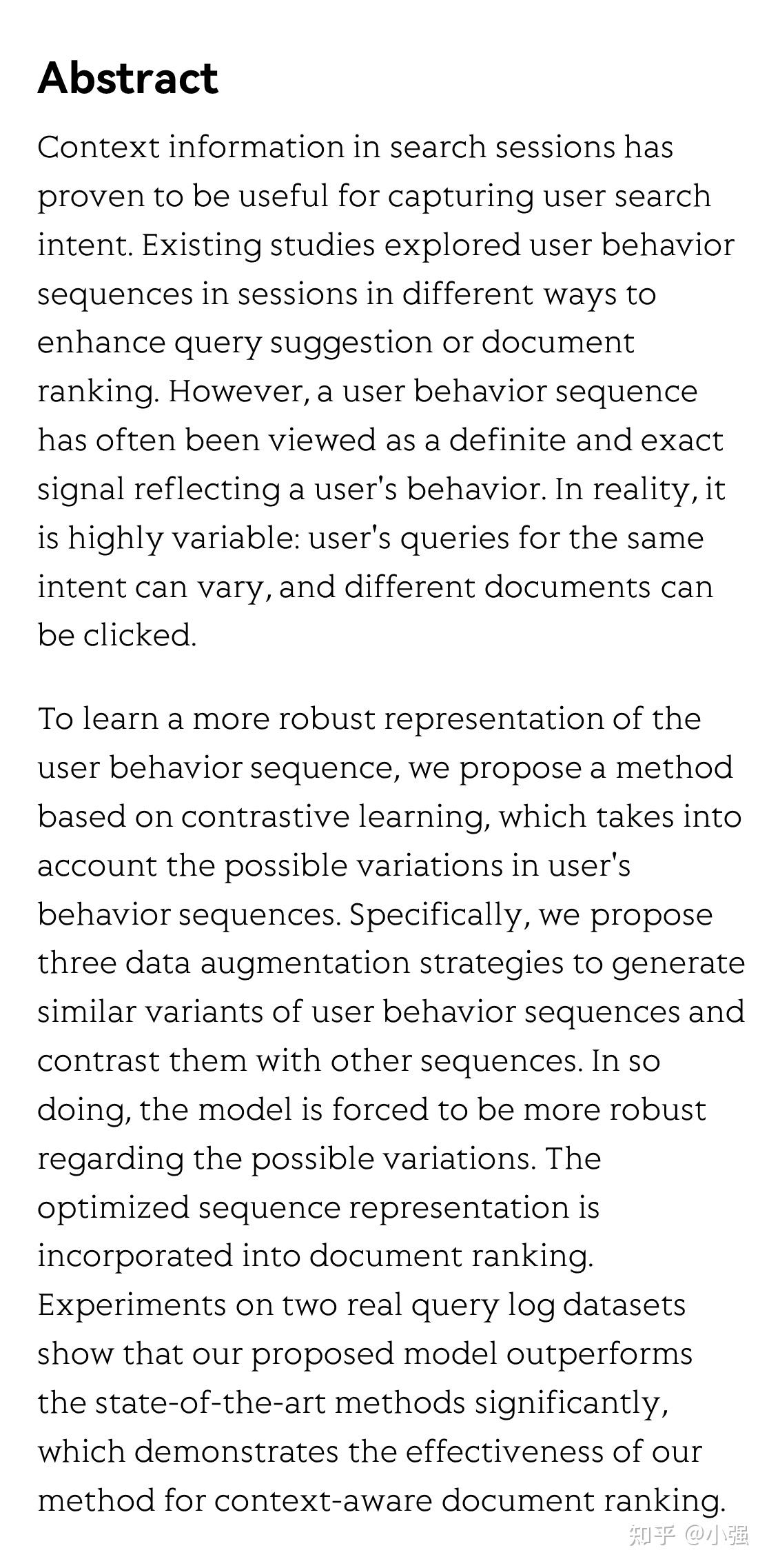 Contrastive Learning of User Behavior Sequence for Context-Aware Document Ranking - 知乎