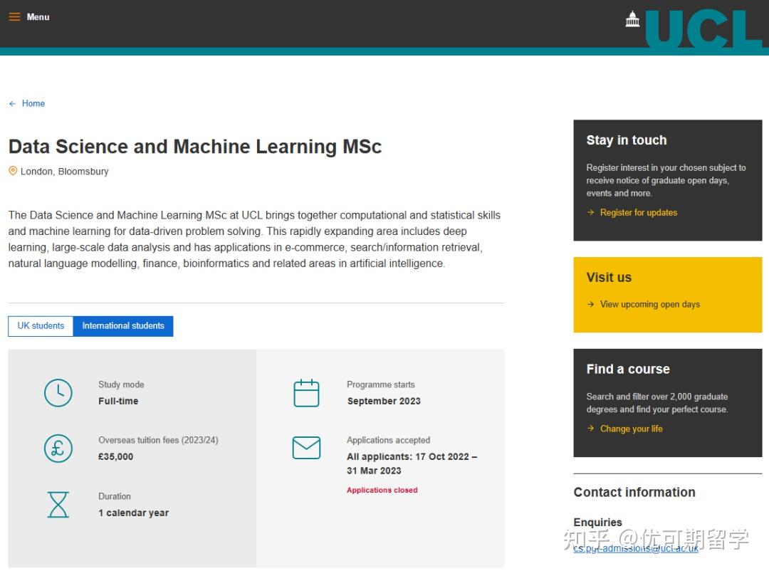 干货分享！项目解析UCL-Data Science and Machine Learning MSc项目 - 知乎