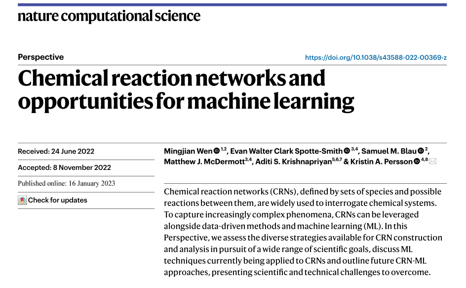 Nat. Comput. Sci. | 化学反应网络和机器学习的机会 - 知乎