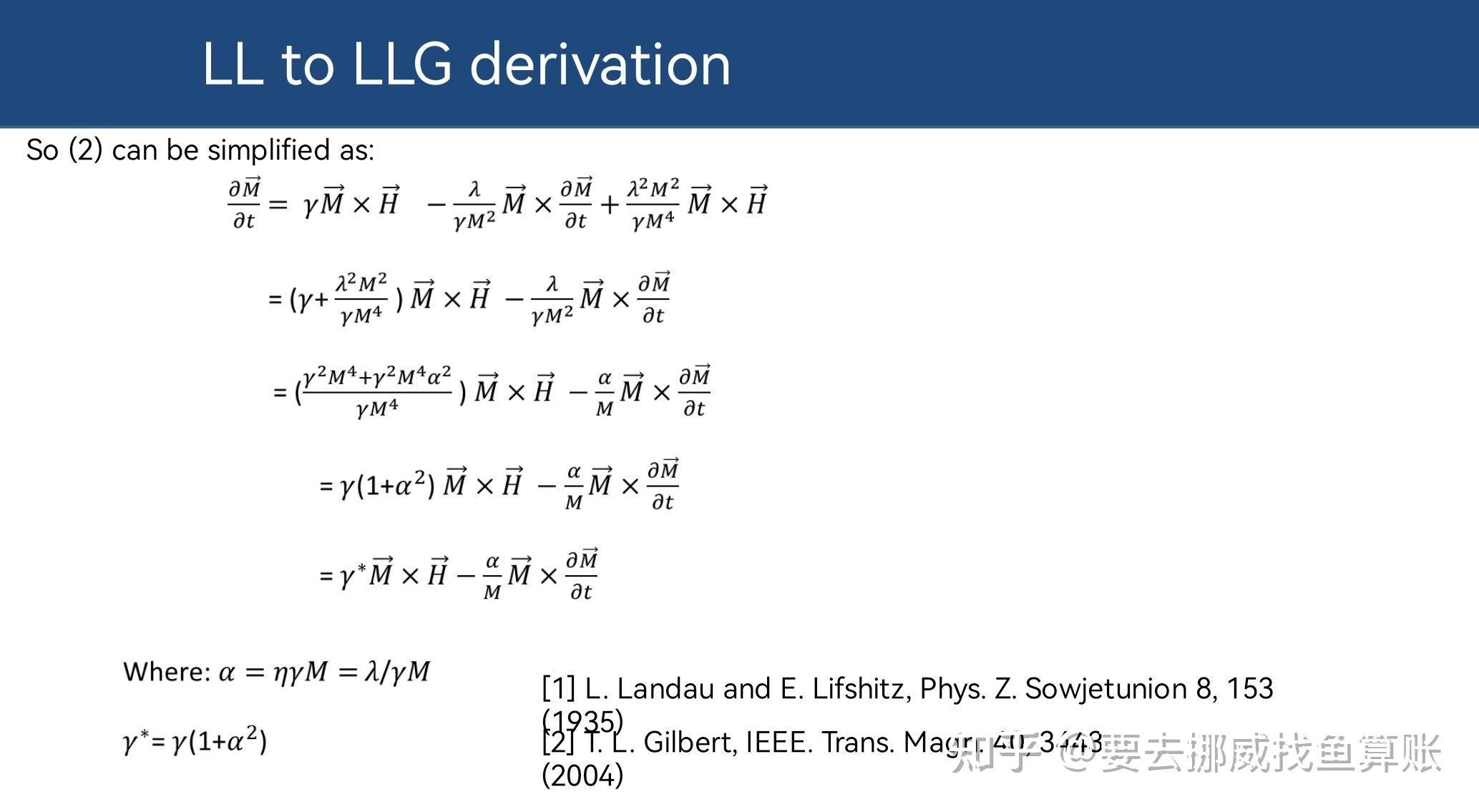 LL to LLG equation derivation - 知乎